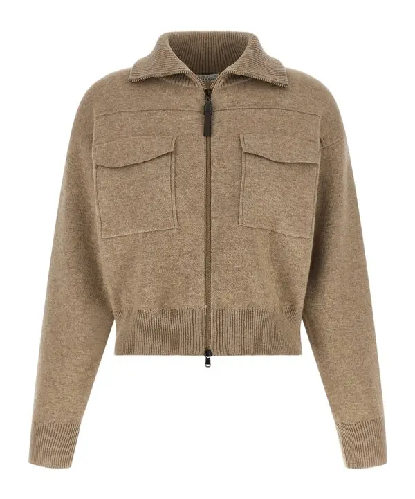 Brunello Cucinelli High Neck Zip-up Cardigan