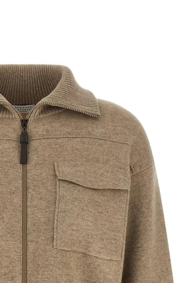 Brunello Cucinelli High Neck Zip-up Cardigan