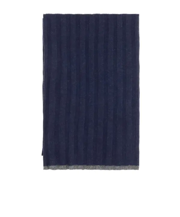 Brunello Cucinelli Ribbed Beaded Scarf - Navy Blue