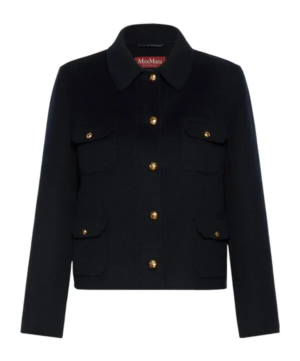 Max Mara Fitted Jacket With Metal Buttons - Navy Blue