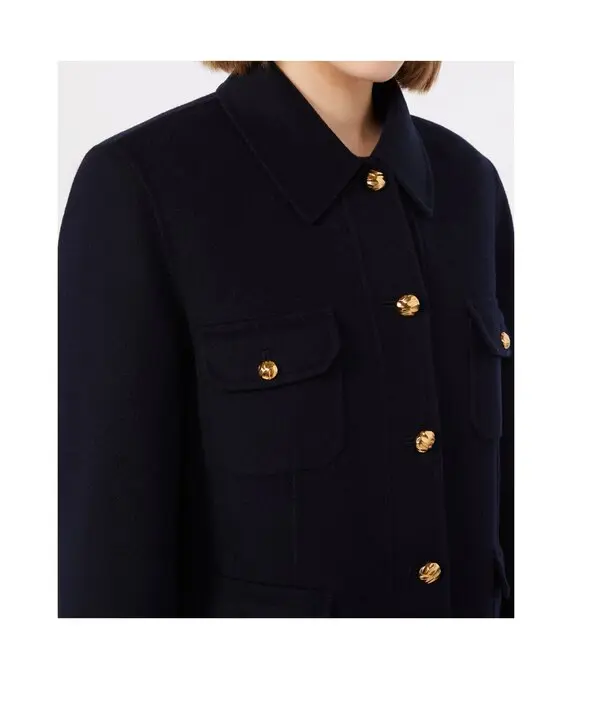 Max Mara Fitted Jacket With Metal Buttons - Navy Blue