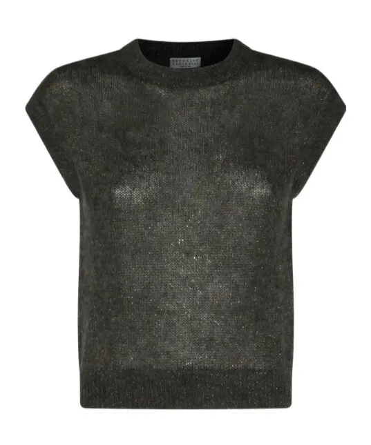 Brunello Cucinelli Knitted Top - Charcoal-grey
