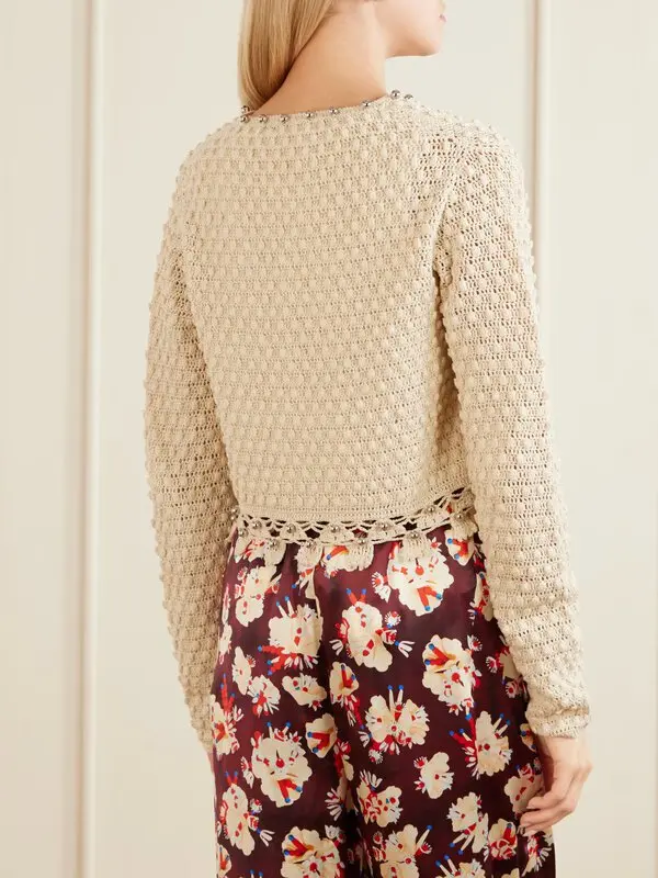 Rabanne Crochet-knit Long-sleeved Cardigan