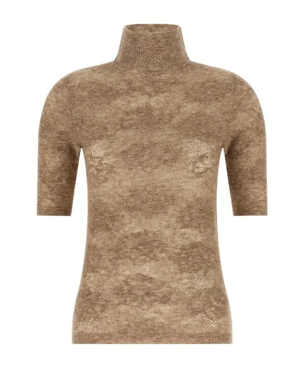 Brunello Cucinelli Openwork Short-sleeve Sweater - Beige