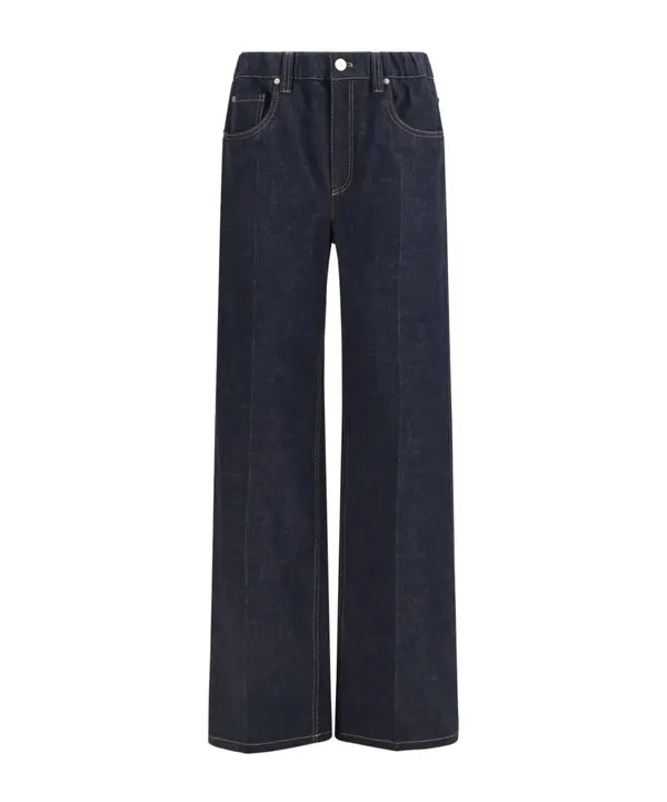 Brunello Cucinelli Contrast Stitch Wide-leg Jeans - Black