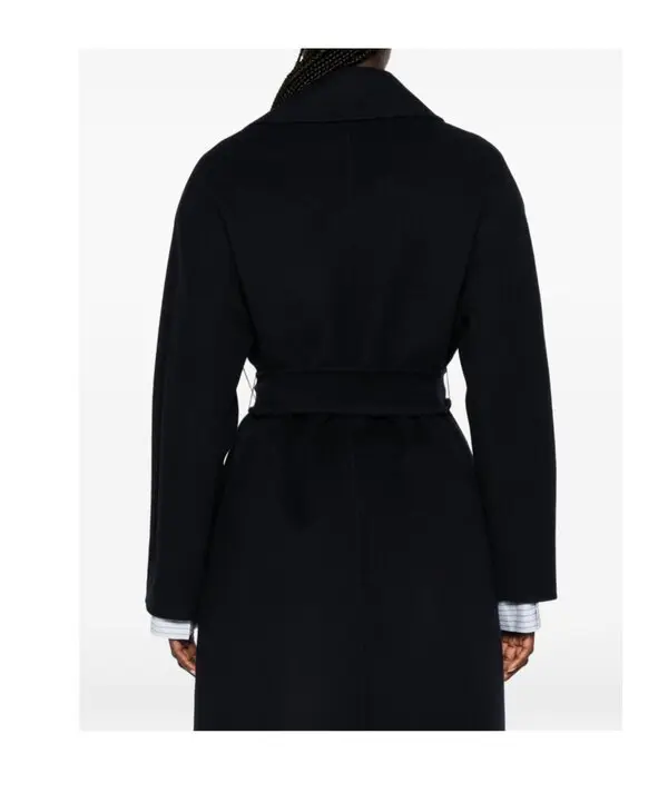 Max Mara Belted Lapel Coat - Navy Blue
