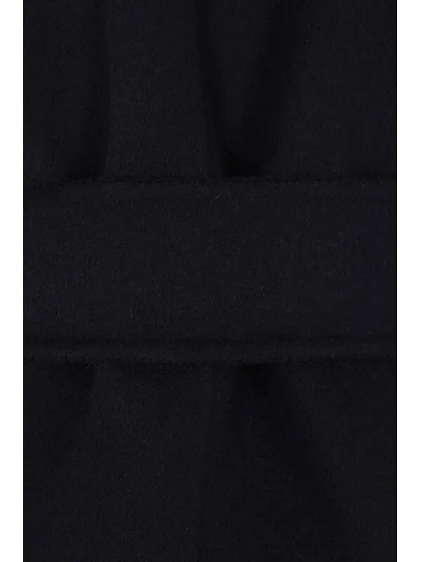 Max Mara Belted Lapel Coat - Navy Blue