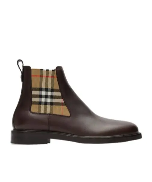 Burberry Leather Pembroke Boots - Moorhen Brown
