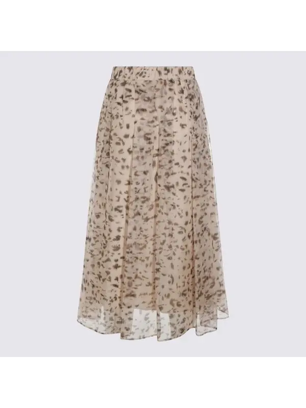 Brunello Cucinelli Flared Midi Skirt - Brown