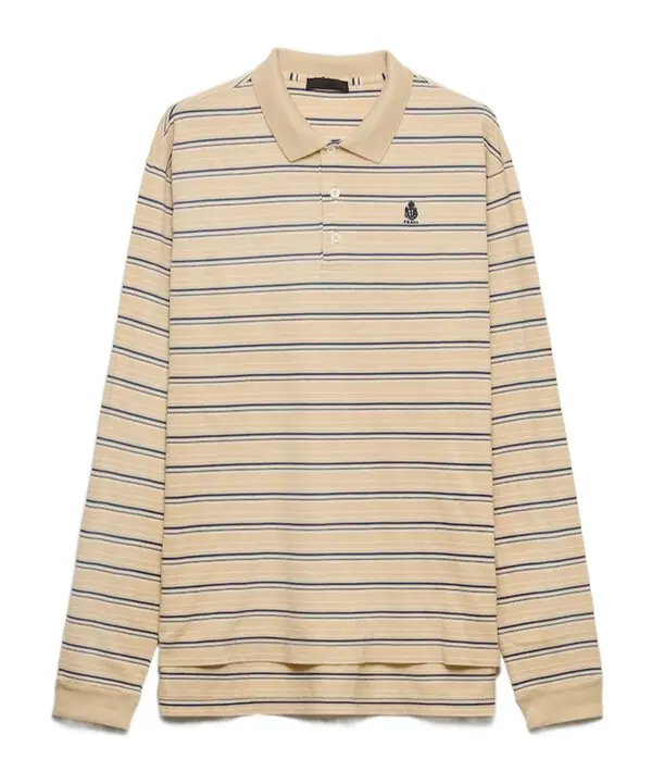 Prada Striped Cotton Piqué Polo Shirt - Desert Blue/royal Blue