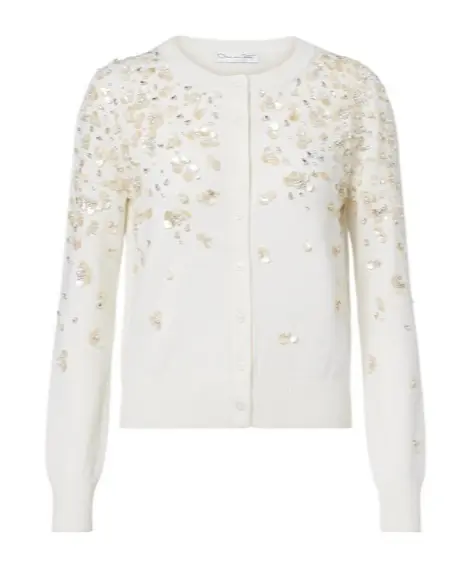 Oscar De La Renta Embroidered Virgin Wool Cardigan