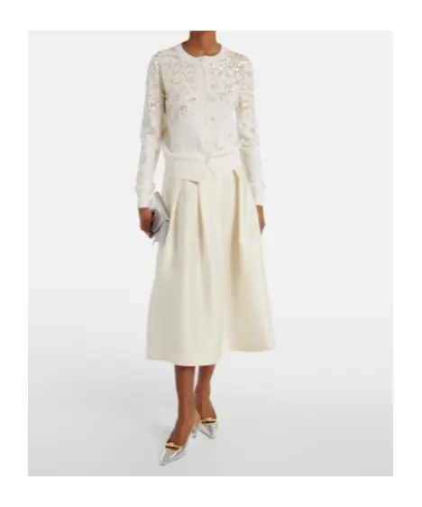 Oscar De La Renta Embroidered Virgin Wool Cardigan