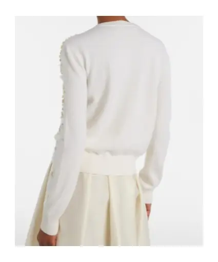 Oscar De La Renta Embroidered Virgin Wool Cardigan