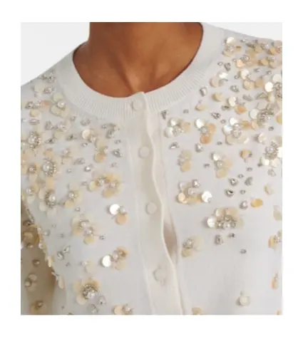 Oscar De La Renta Embroidered Virgin Wool Cardigan