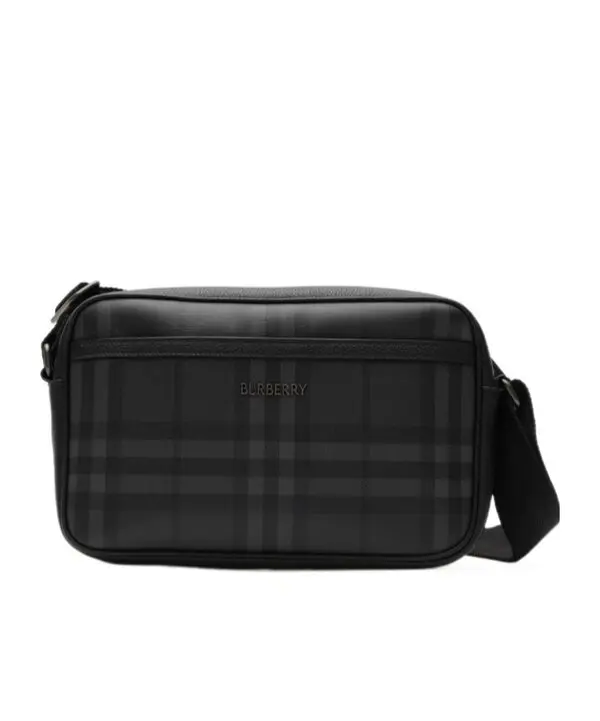 Burberry Checked Logo Messenger Bag - Iron-gray