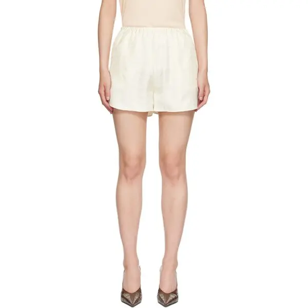 TOTEME Monogram-embroidered Silk Shorts