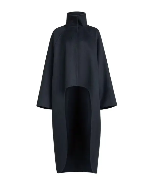 Alaïa Asymmetric Double Face Cachmere Coat - Midnight Blue