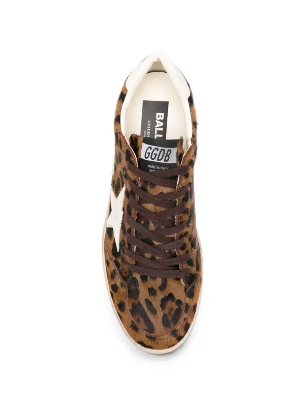 GOLDEN GOOSE Ballstar Leopard Print Low-top Sneakers - Brown