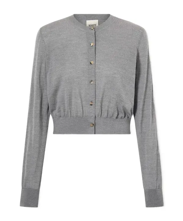 Khaite Tansy Wool And Cashmere-blend Cardigan - Grey