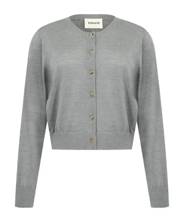 Khaite Tansy Wool And Cashmere-blend Cardigan - Grey