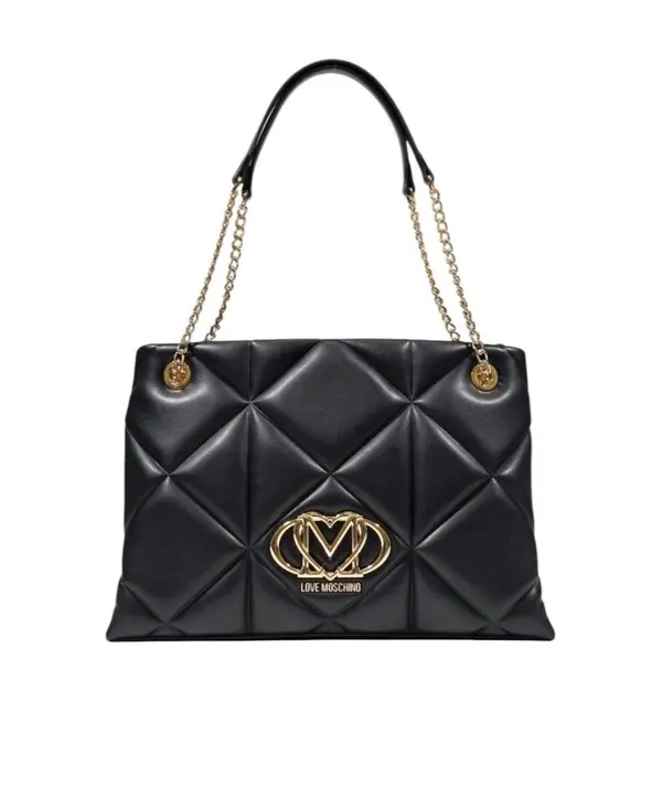 Moschino Geometric Quilted Pattern Shoulder Bag - Black