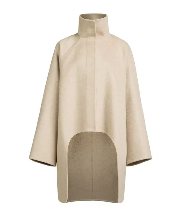 Alaïa Asymmetric Double Face Cachmere Coat - Beige