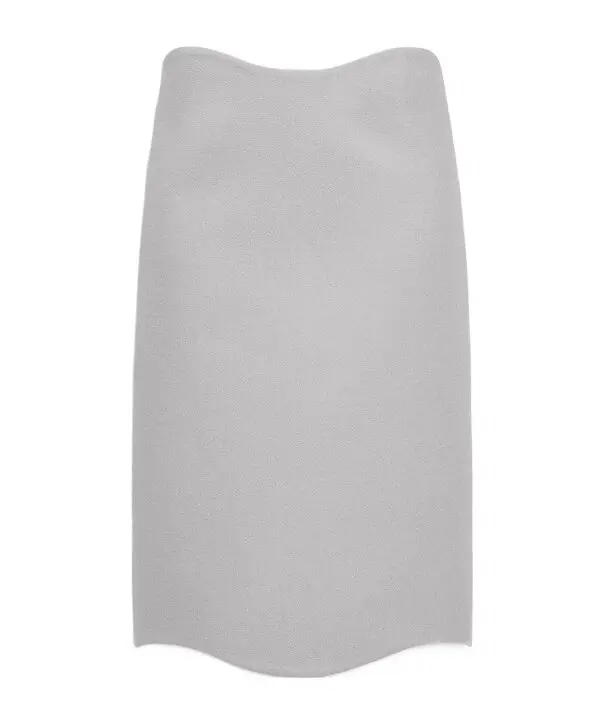 Alaïa Curved Wool Crepe Skirt - Grey
