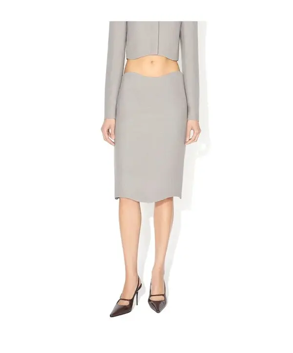 Alaïa Curved Wool Crepe Skirt