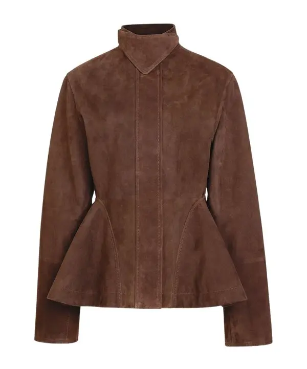 Alaïa Peplum Hem Jacket - Chocolate-colored