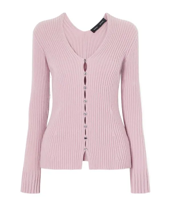 Proenza Schouler Valeria Ribbed-knit Cashmere Cardigan - Pink
