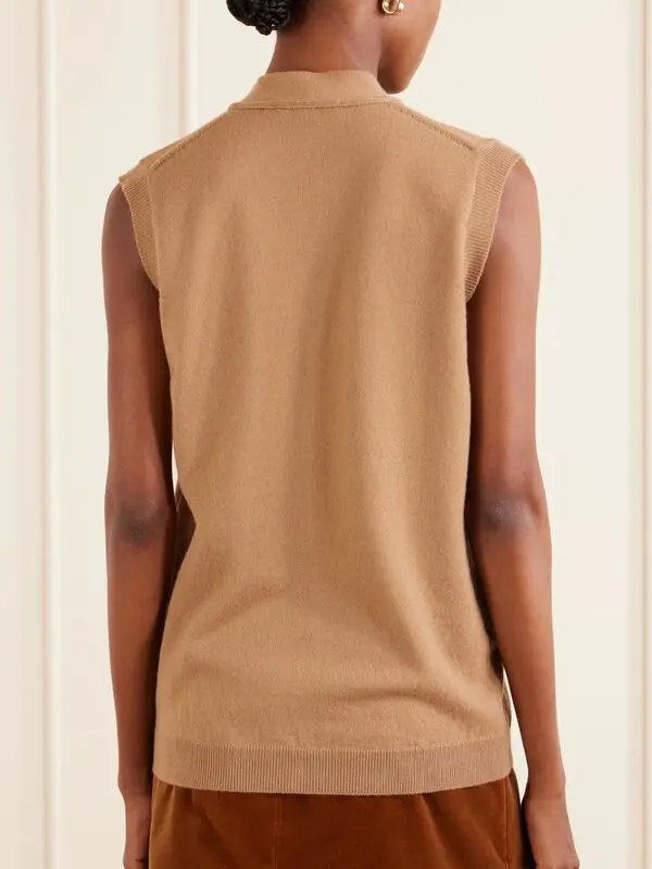 BLAZÉ MILANO Wool And Cashmere Blend V-neck Vest With Gold Badge Buttons