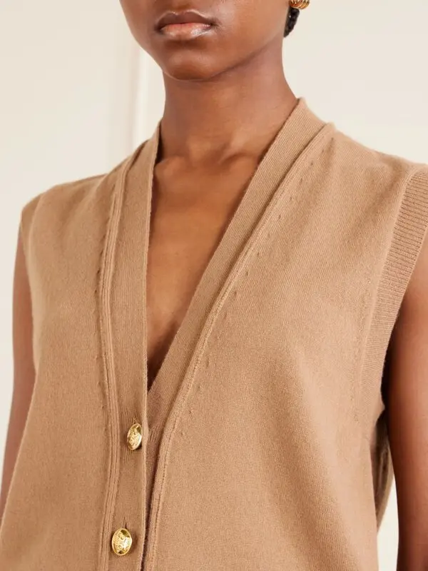 BLAZÉ MILANO Wool And Cashmere Blend V-neck Vest With Gold Badge Buttons