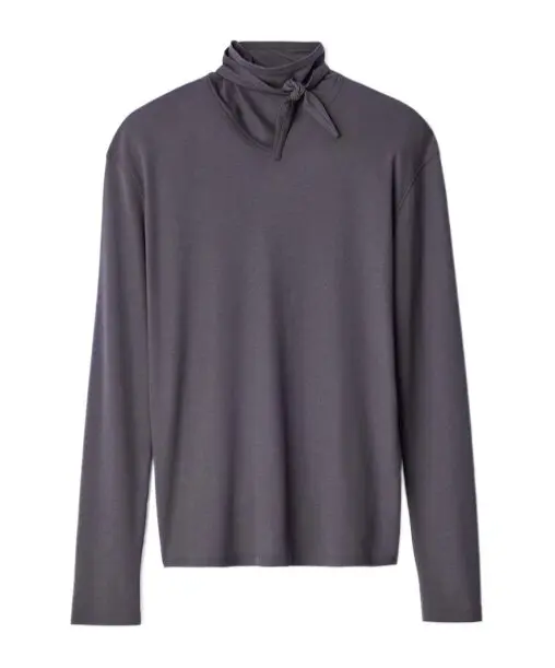LEMAIRE Tie-neck T-shirt - Basalt