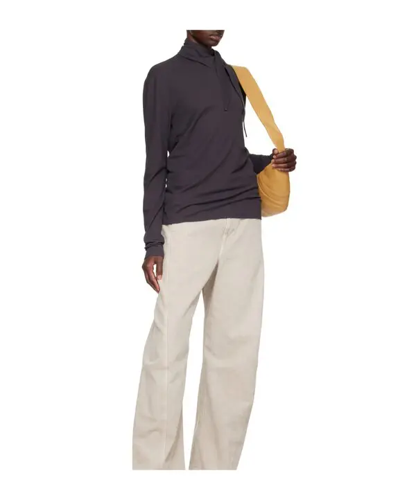 LEMAIRE Tie-detailed Long Sleeve T-shirt - Basalt