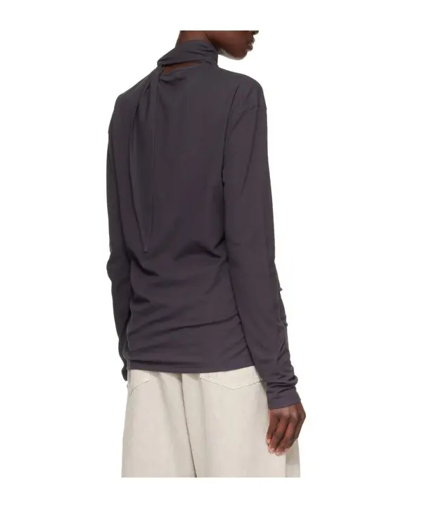 LEMAIRE Tie-detailed Long Sleeve T-shirt - Basalt