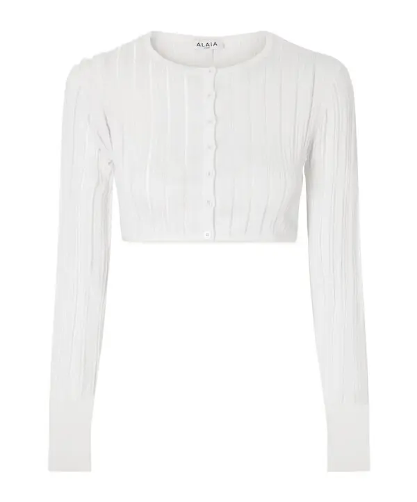 Alaïa Cropped Ribbed-knit Cardigan