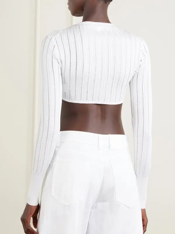 Alaïa Cropped Ribbed-knit Cardigan
