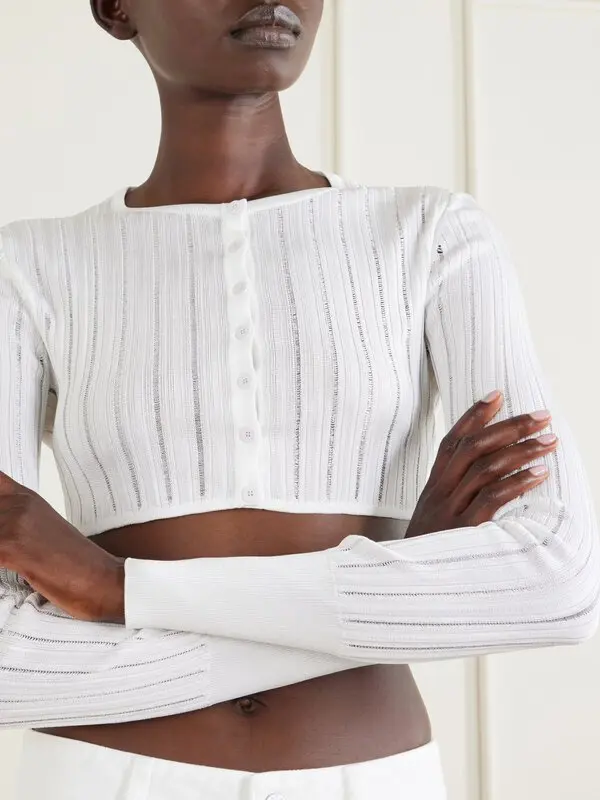 Alaïa Cropped Ribbed-knit Cardigan