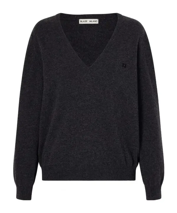 BLAZÉ MILANO Highland Embroidered Wool And Cashmere Blend Sweater - Black