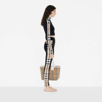 Burberry Checked Panel Stretch Leggings