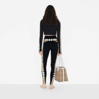 Burberry Checked Panel Stretch Leggings