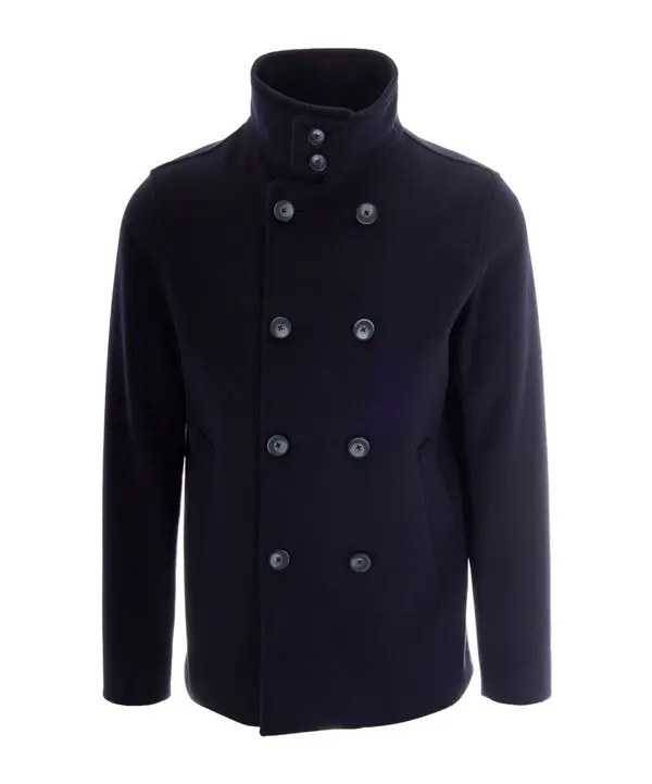 Herno Double-breasted Short Coat - Navy Blue
