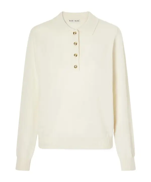BLAZÉ MILANO Wool And Cashmere Blend Polo Collar Sweater - Neutrals