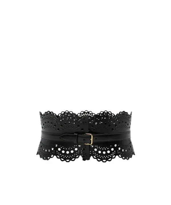 Alaïa Bustier Belt In Vienne Wave Calfskin - Black