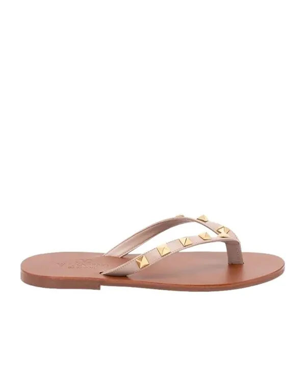 Valentino Garavani Round-toe Flat Sandals - Nude