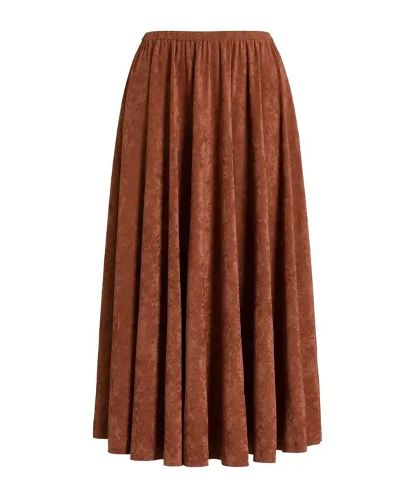 Alberta Ferretti Pleated Midi Skirt - Brown