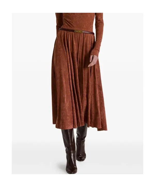 Alberta Ferretti Pleated Midi Skirt