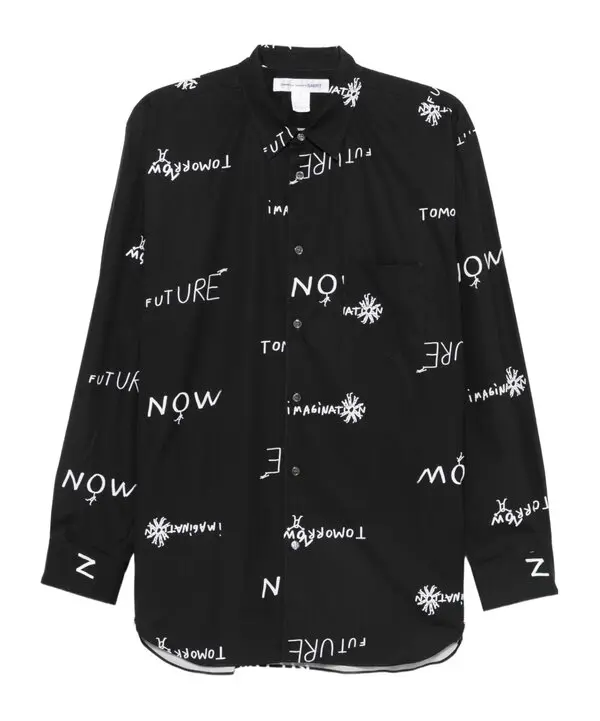 Comme Des Garçons Text-print Shirt - Black