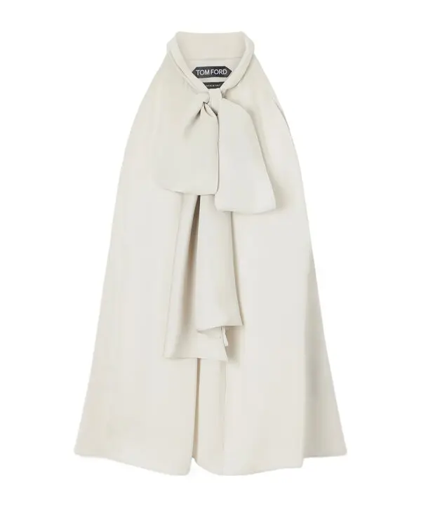 TOM FORD Halter Neck Sleeveless Top With Bow Detail - White