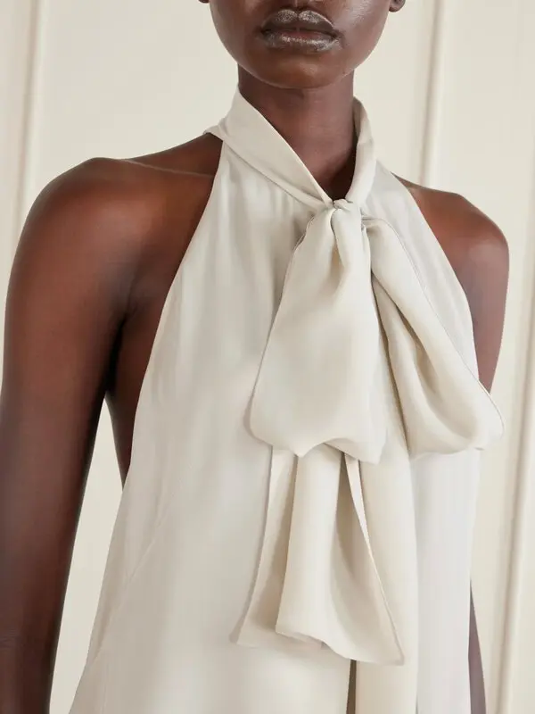 TOM FORD Halter Neck Sleeveless Top With Bow Detail - White